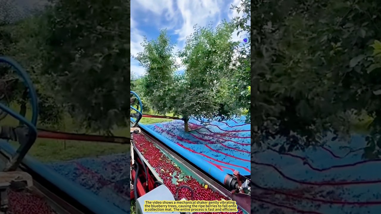 High-Tech Blueberry Harvest: Shaking Trees for the Perfect Pick.