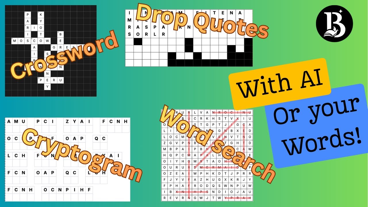 How to Create Crossword, Word Search & Cryptogram Puzzles with AI or your own words | Booksgenie.ai