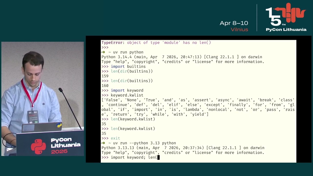 “What the Python?” lightning talk by Rodrigo Girão Serrão at PyCon Lithuania 2026