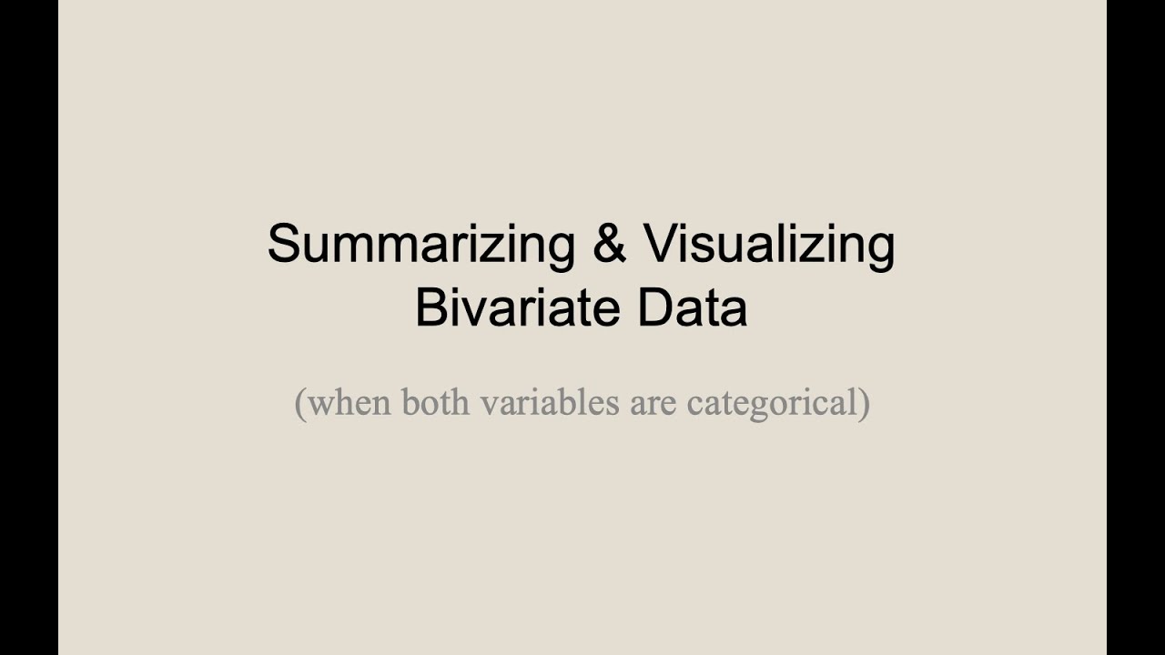 Summarizing Bivariate Categorical Data:  The Contingency Table