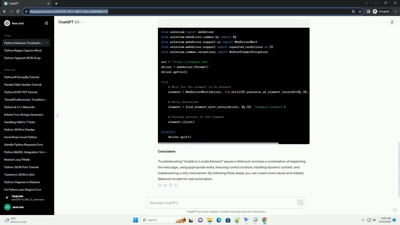 Python Selenium Unable to locate element