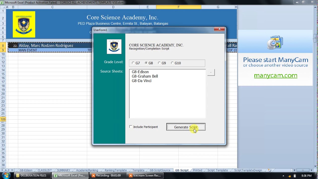 Generating Recognition Script