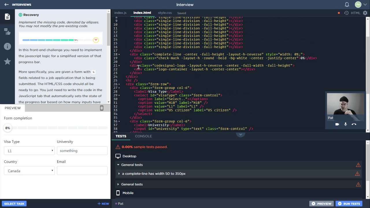 JavaScript User Interface Tasks | Measuring Dev Skills With CodeSignal | Episode #14