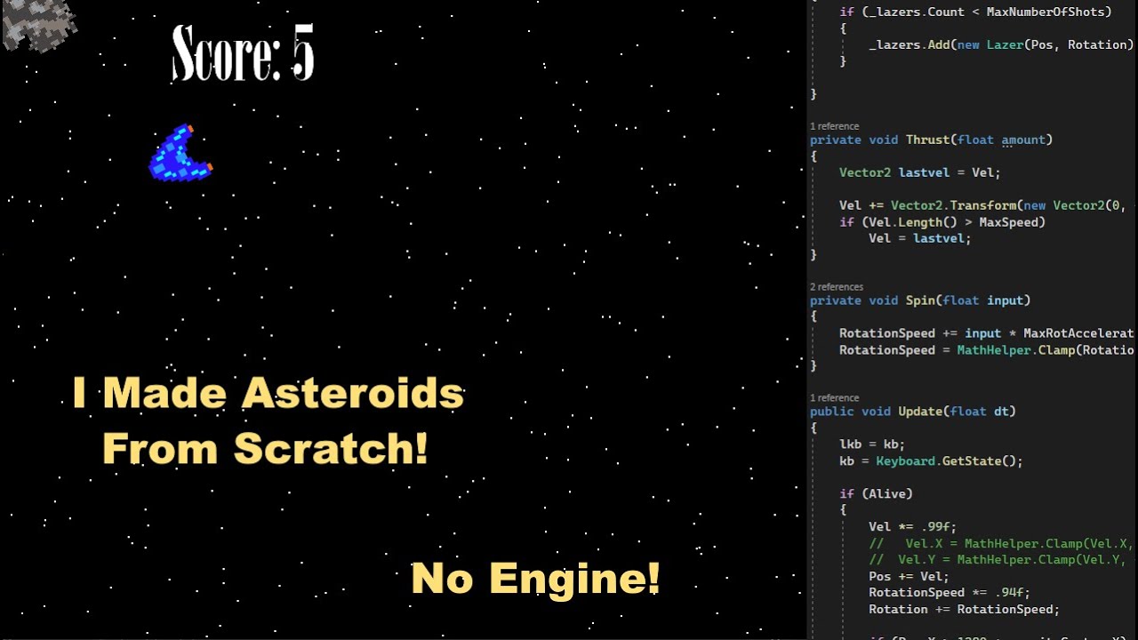Making Asteroids Game From Scratch! No Engine