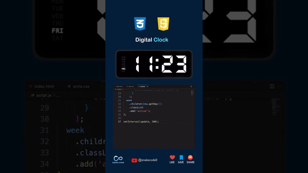 Digital clock #html #css #javascript