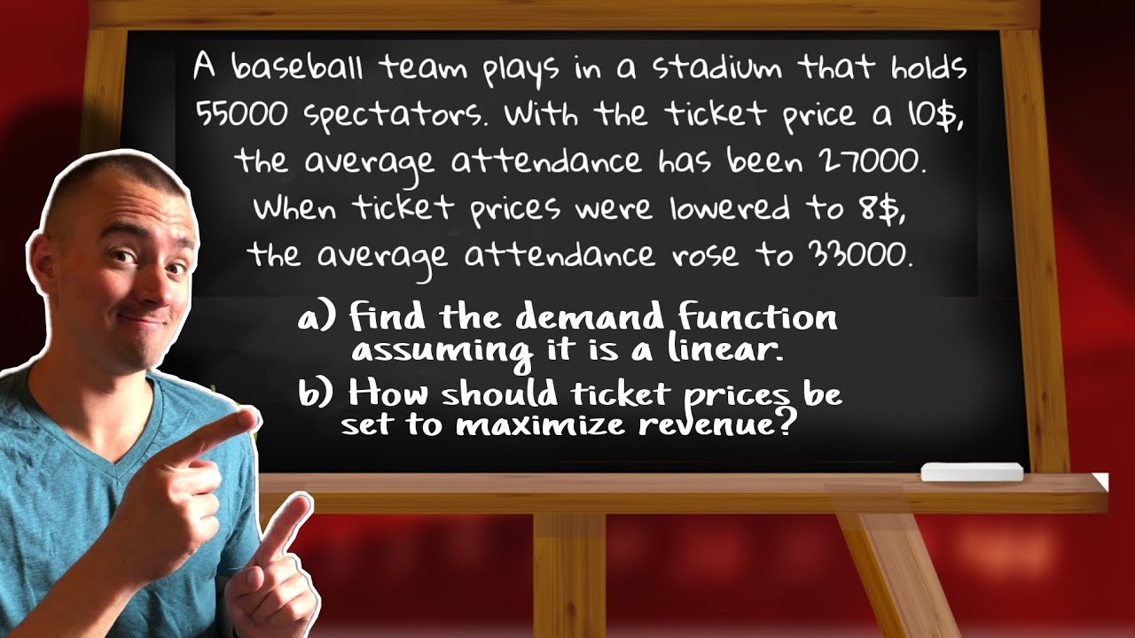 How to find the demand function AND Maximize Revenue from ticket sales | Jake's Math Lessons