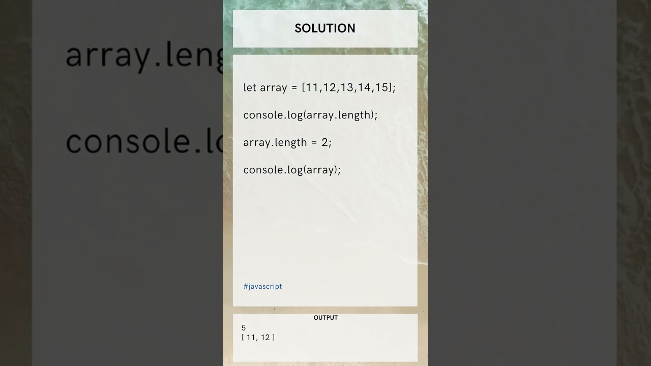 How to reduce the length of array using array length property ? #javascript #shorts #beenumlearning
