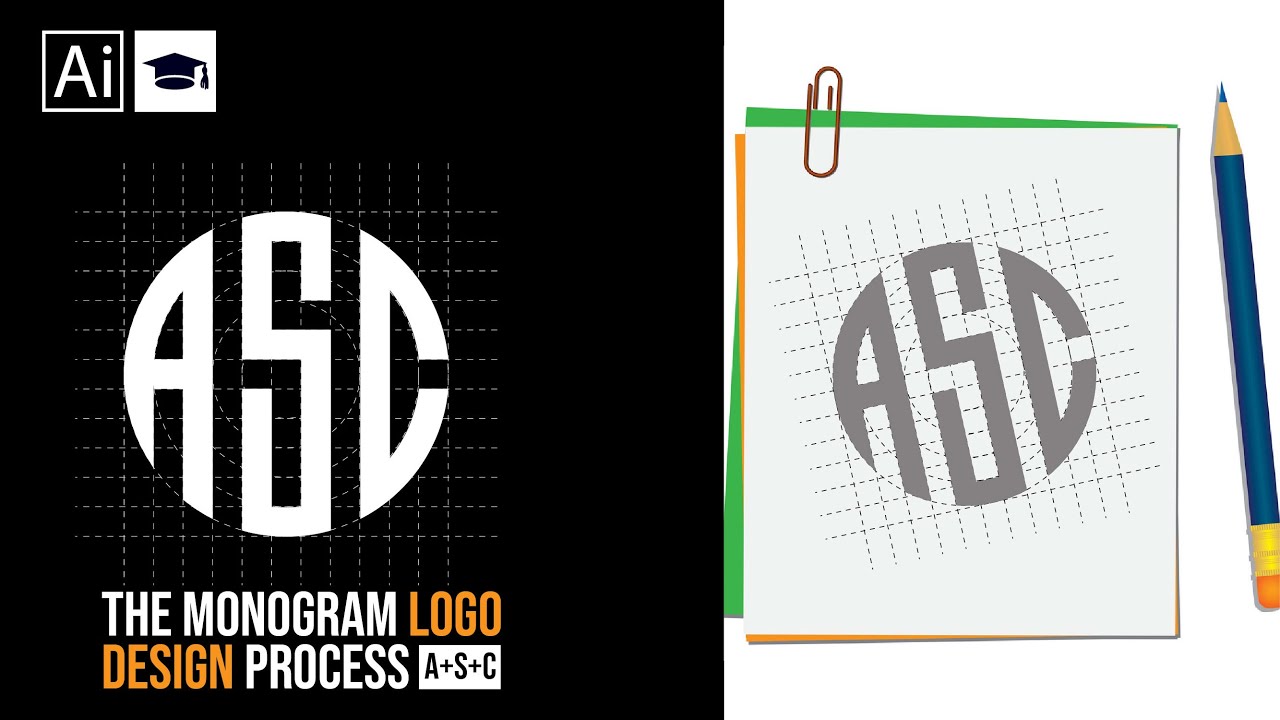 Monogram Logo Design Process On circle | Adobe Illustrator Tutorial 2024