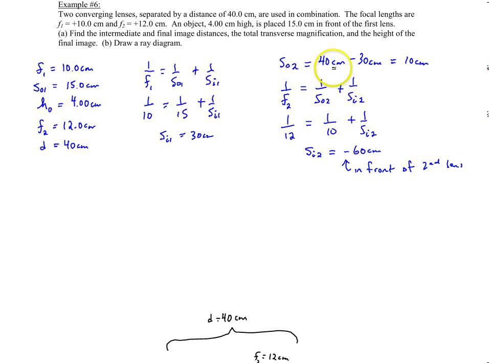 Chapter 26, Example #6 (Combination of thin lens)