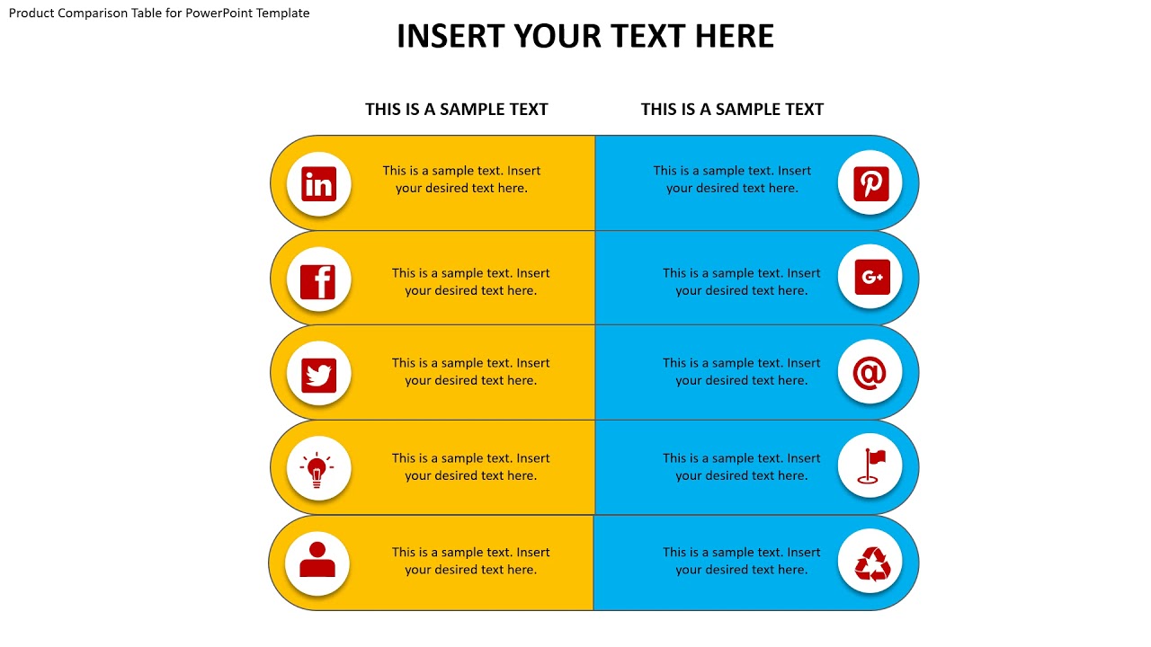 Product Comparison Table for PowerPoint Template