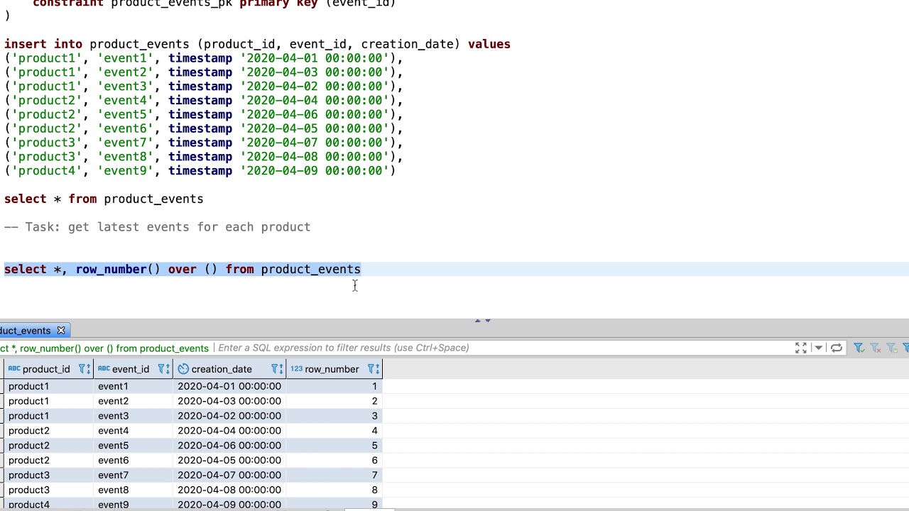SQL - Row number window function explained - PostgreSQL