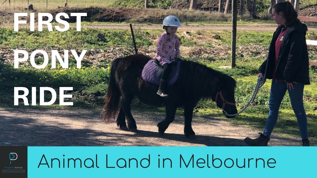 Visit to Animal Land in Melbourne - Pearl's first Pony Ride