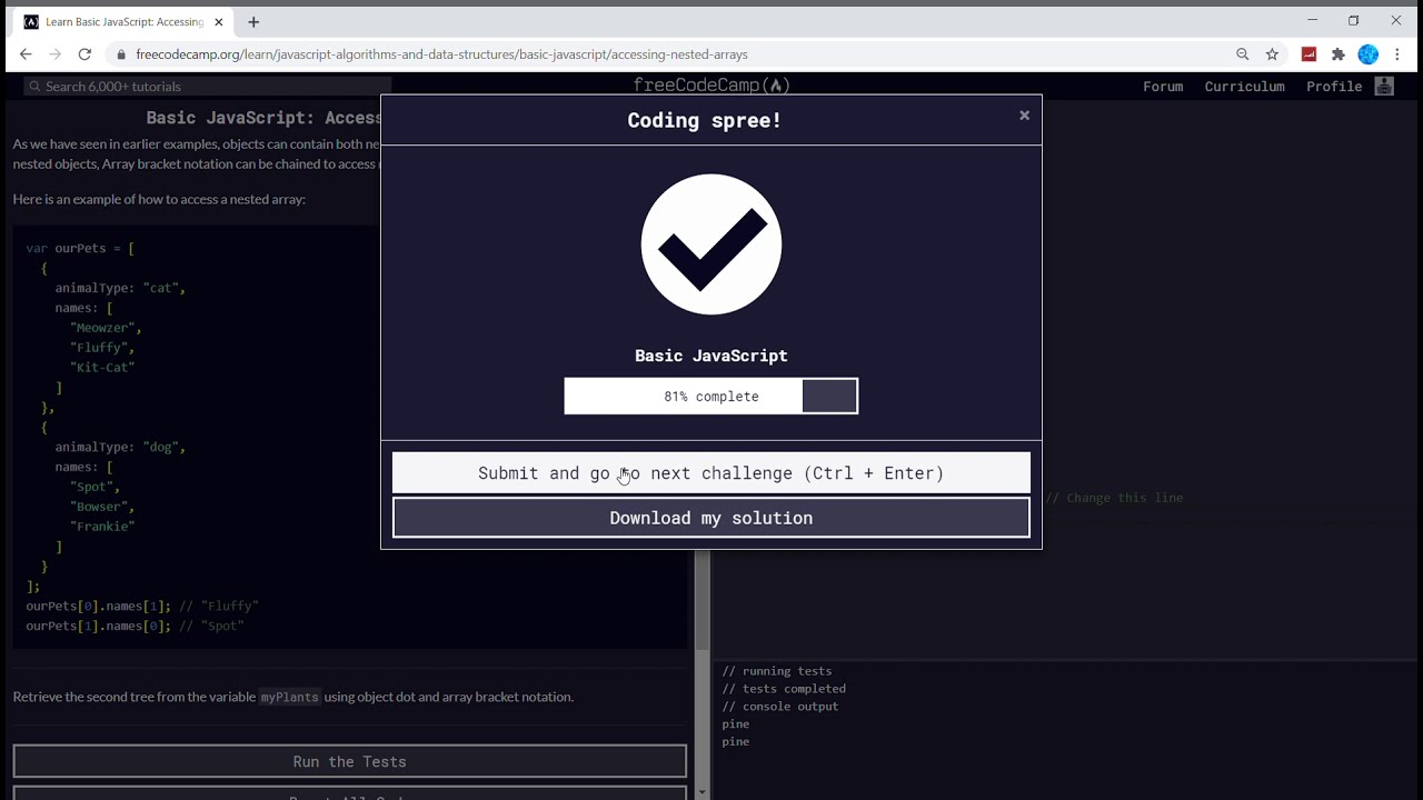 Basic Javascript (92/111) | Accessing Nested Arrays | freeCodeCamp