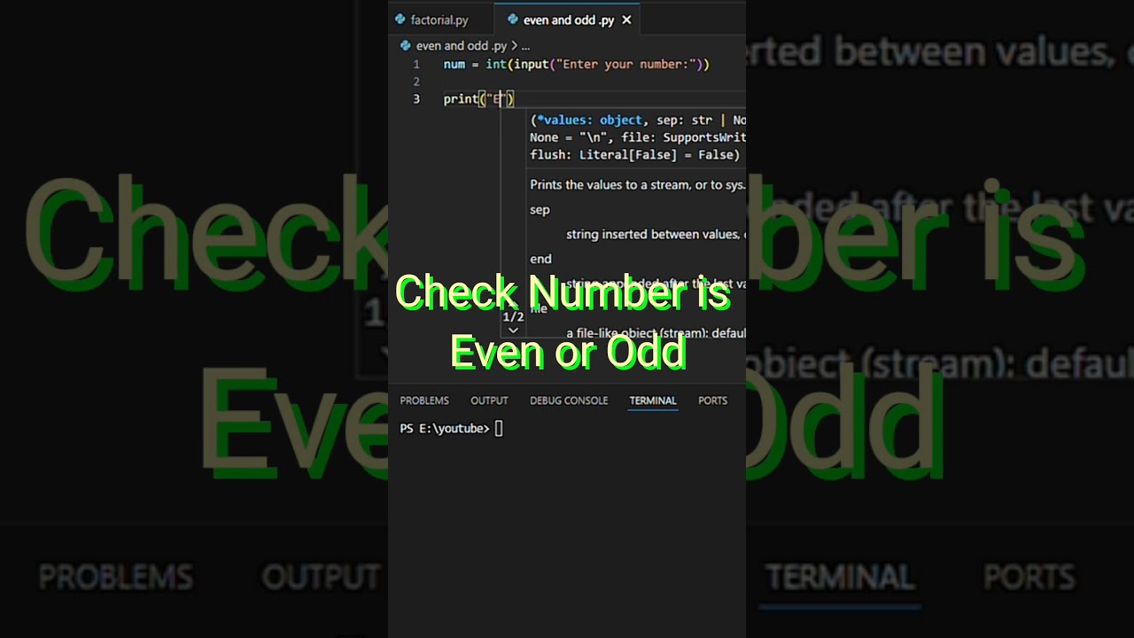 Check Even or Odd in Python | One Line Trick. #shorts