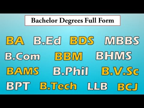 Full Form Of BA, B.ED, BDS, MBBS, BHMS, BVSC, B.TECH, B.PHIL, BCJ etc..| Bachelor Degrees Full Form