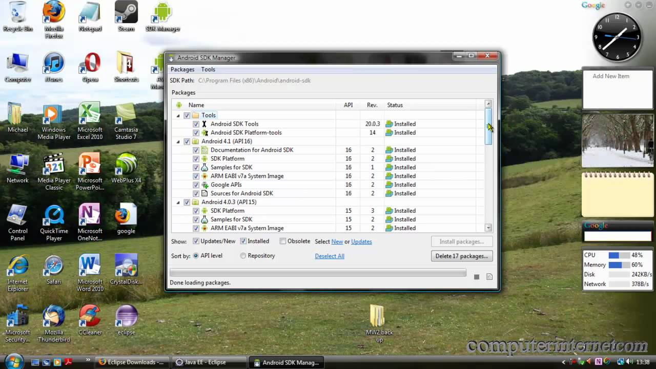 How to Install Setup Android SDK Manager and Eclipse!