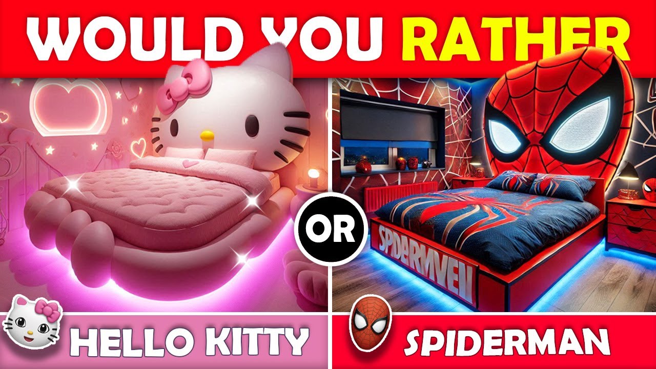 Would You Rather - Build Your Dream House 🏠 Hello kitty vs Spiderman❤️🩷🎁Tom&Jerry Quiz