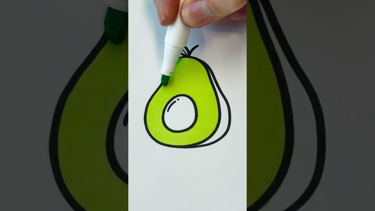 Avocado 🥑 #avocado #coloringpage #coloring  #colorwithme #oddlysatisfyingvideos #markerart