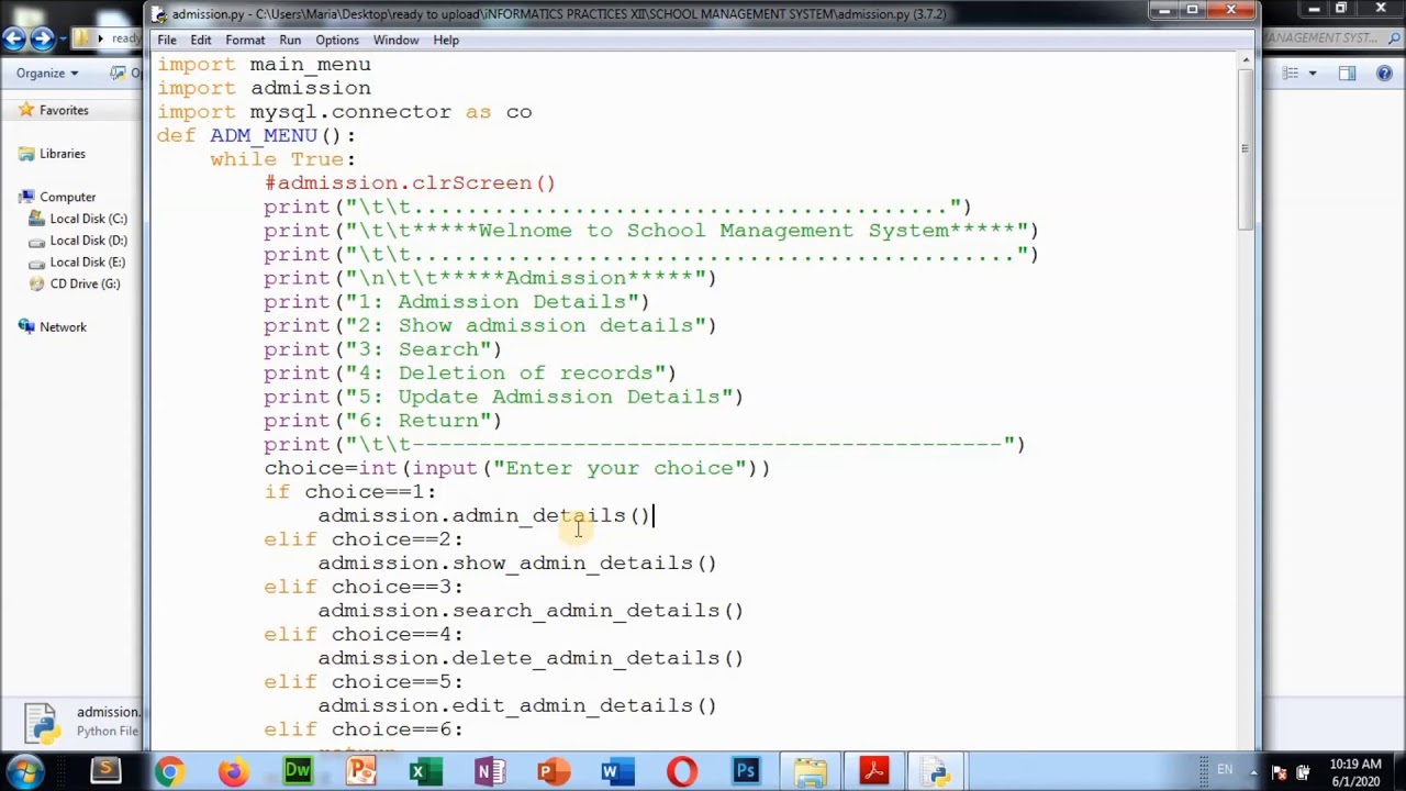 Python Project | CBSE | Class 12 | Python Mysql Connectivity |Computer Science Informatics Practices