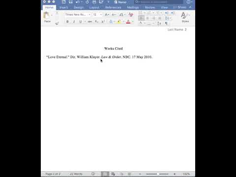 MLA Format Works Cited Television or Radio Program