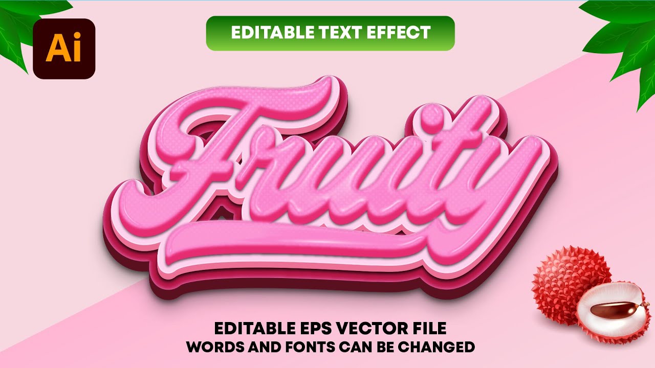 Fruity 3D Text Effect in Illustrator – Editable Text Effect Tutorial