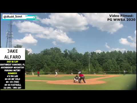 Jake Alfaro (2021 1B/LHP) *WWBA HIGHLIGHTS* / Panama Mutiny Baseball / Southwest Ranches, Florida