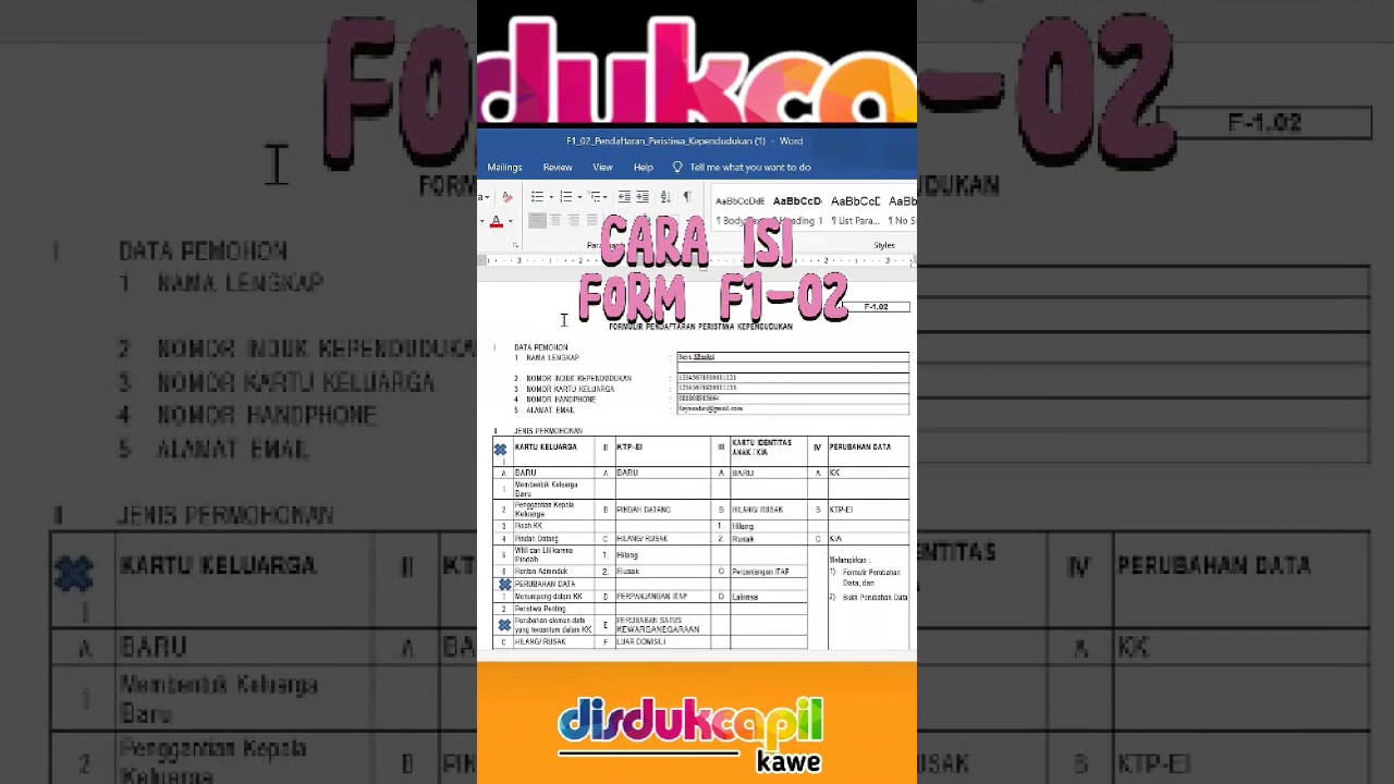 Cara isi Form F1-02 #shorts