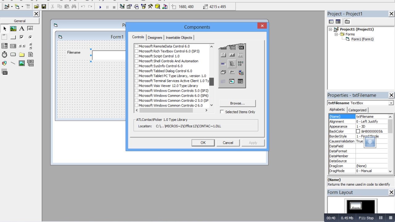 Using CommonDialog Control tools in VB 6