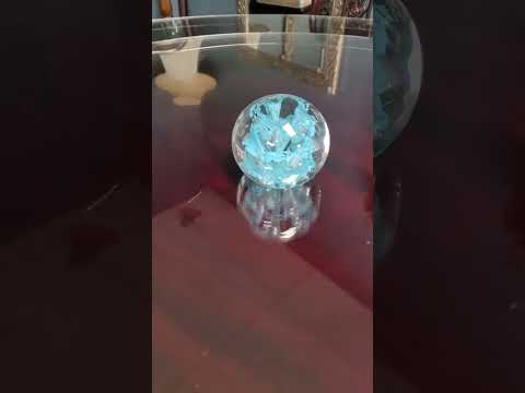 vintage clear and blue Glass paper weight