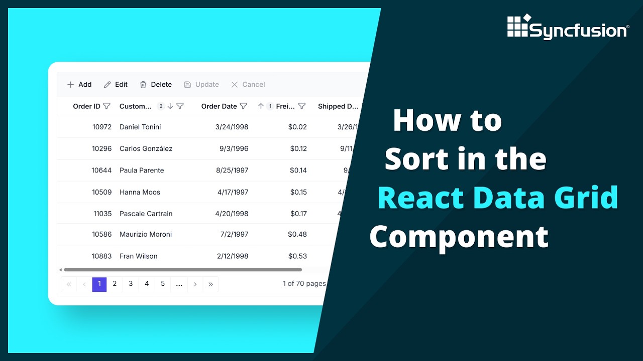How to Sort in the React Data Grid Component