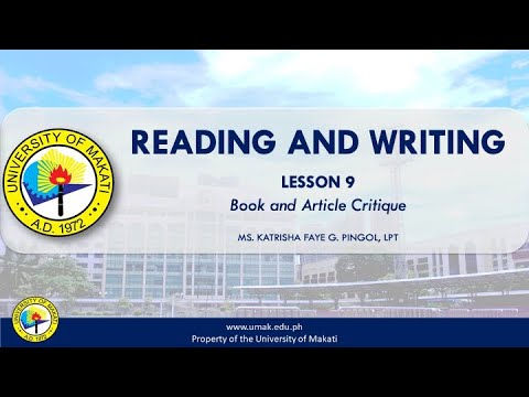 Lesson 9: Book and Article Critique | Reading and Writing