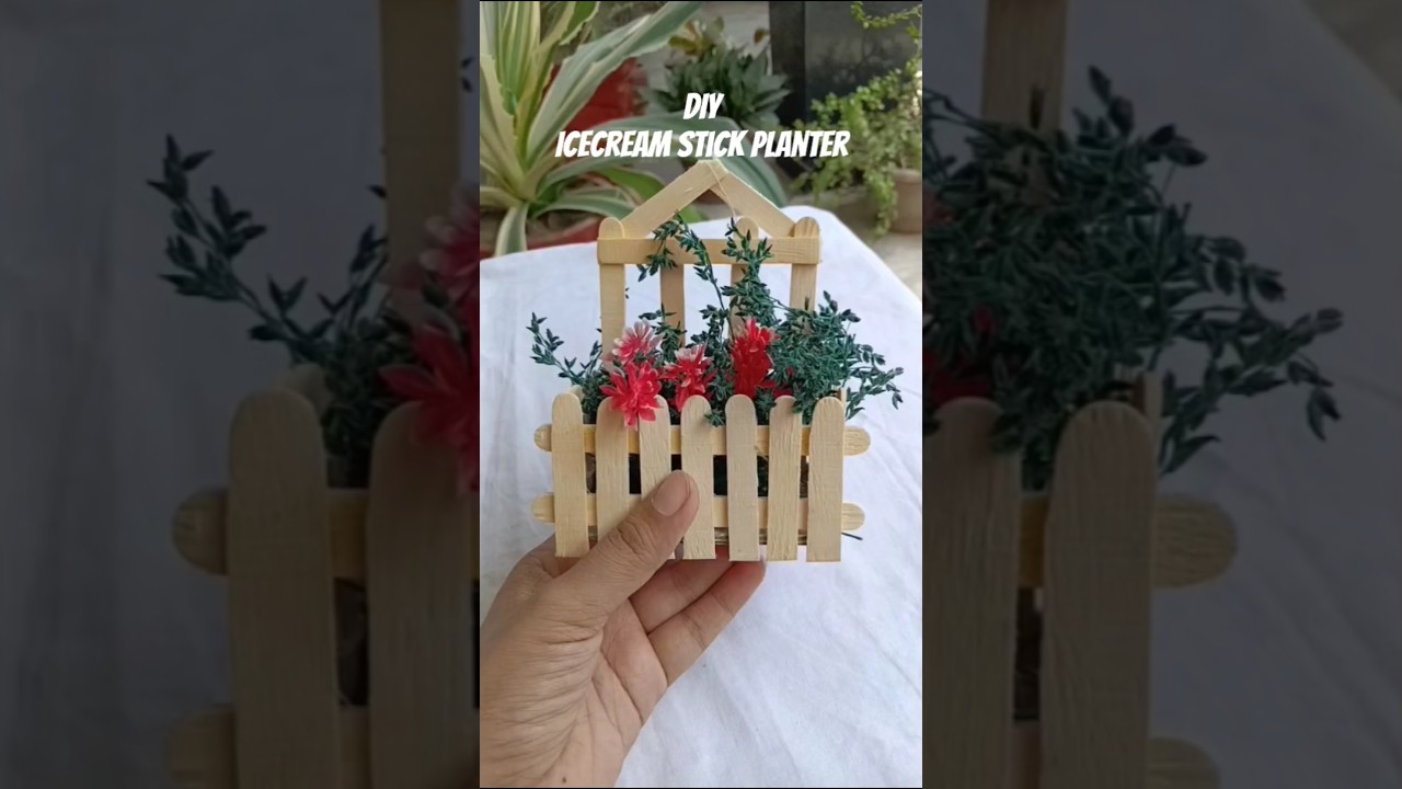 DIY planter using icecream sticks#diy #icecreamstickscraft #planter