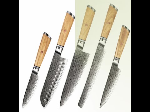 Jasmine Knife Set 5 Piece VG10 Damascus Steel Japanese Professional Chef knife Set.