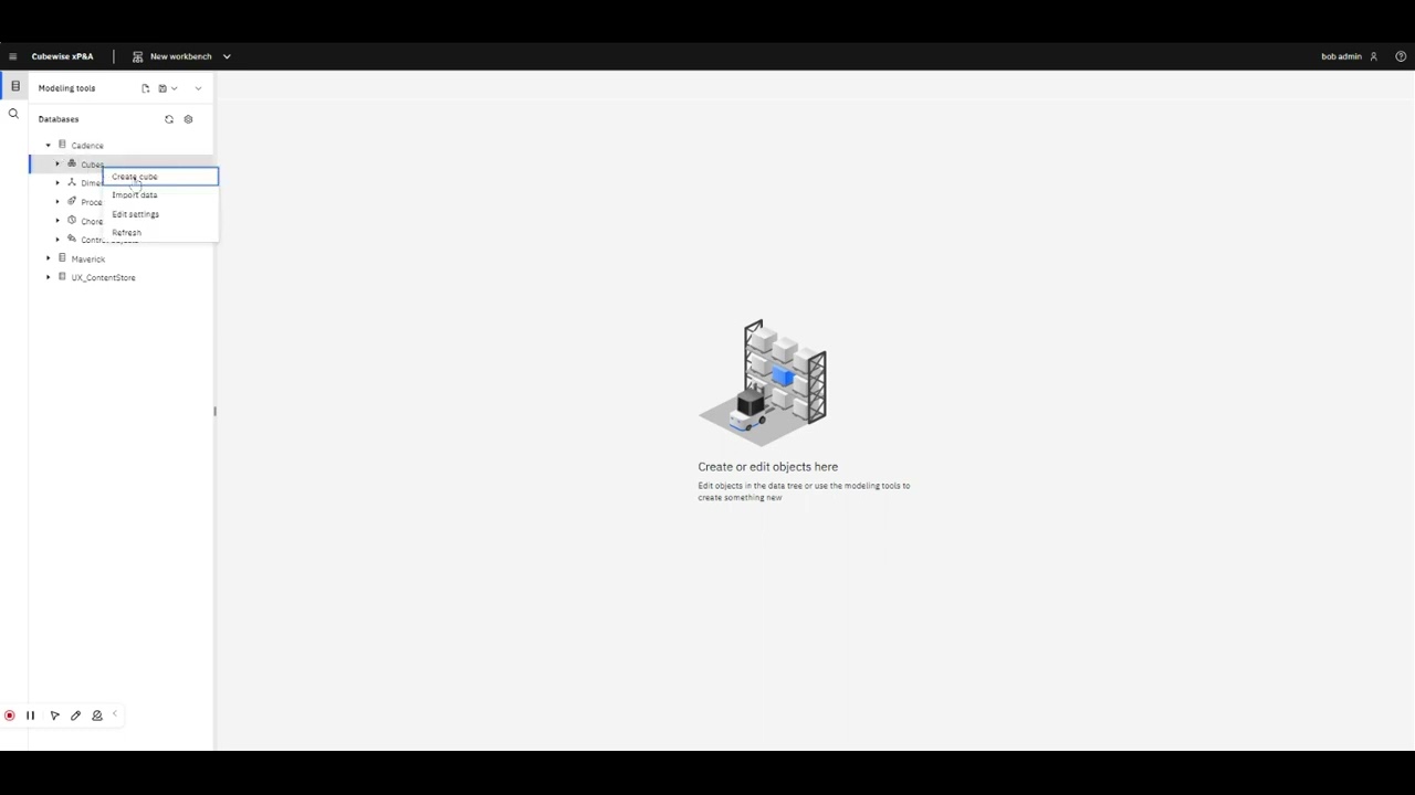 How to create a new cube in IBM Planning Analytics Workspace (PAW)