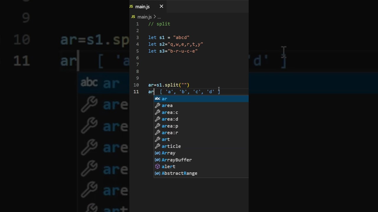 Javascript : split() method