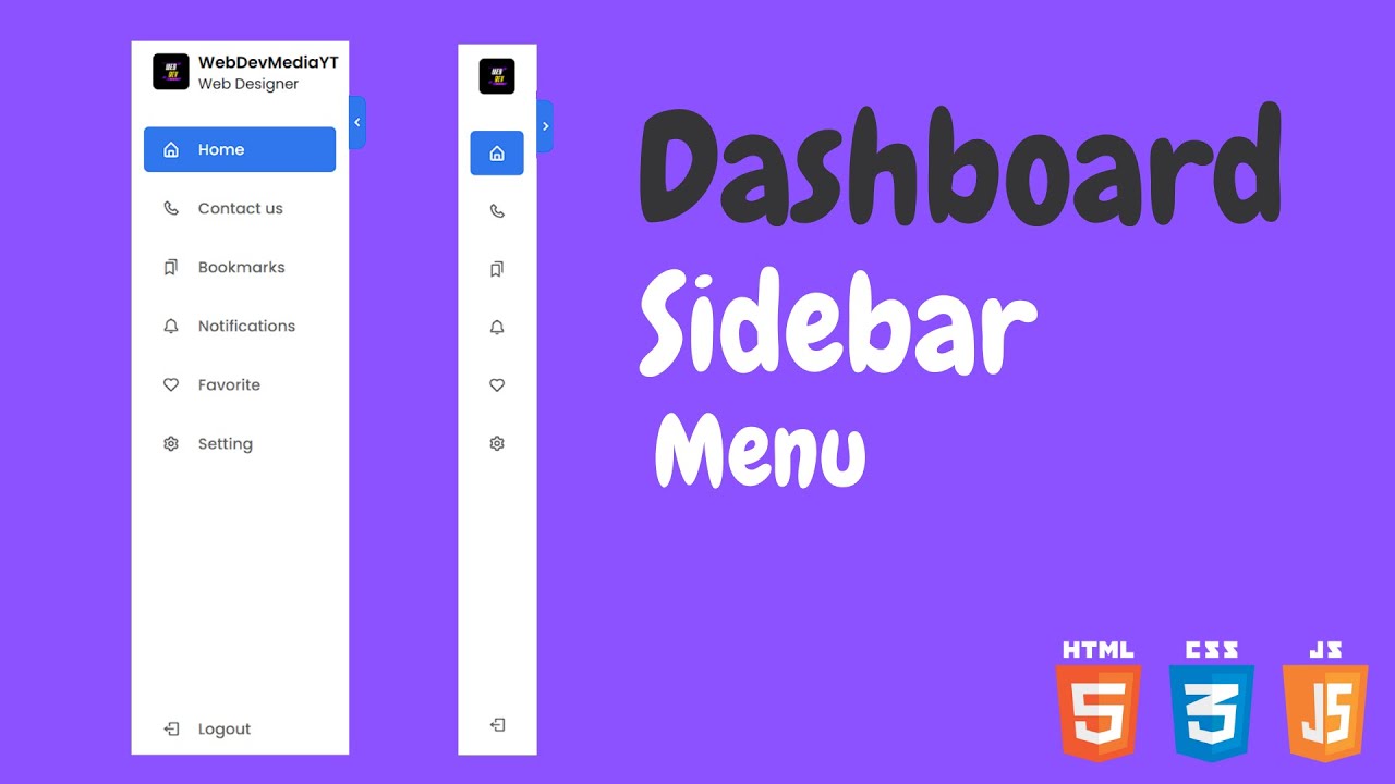 Responsive Sidebar Menu using HTML & CSS & JS | WebDevMediaYT