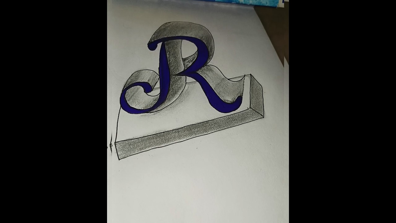 how to draw letter R in 3d easy || easy drawing tutorial