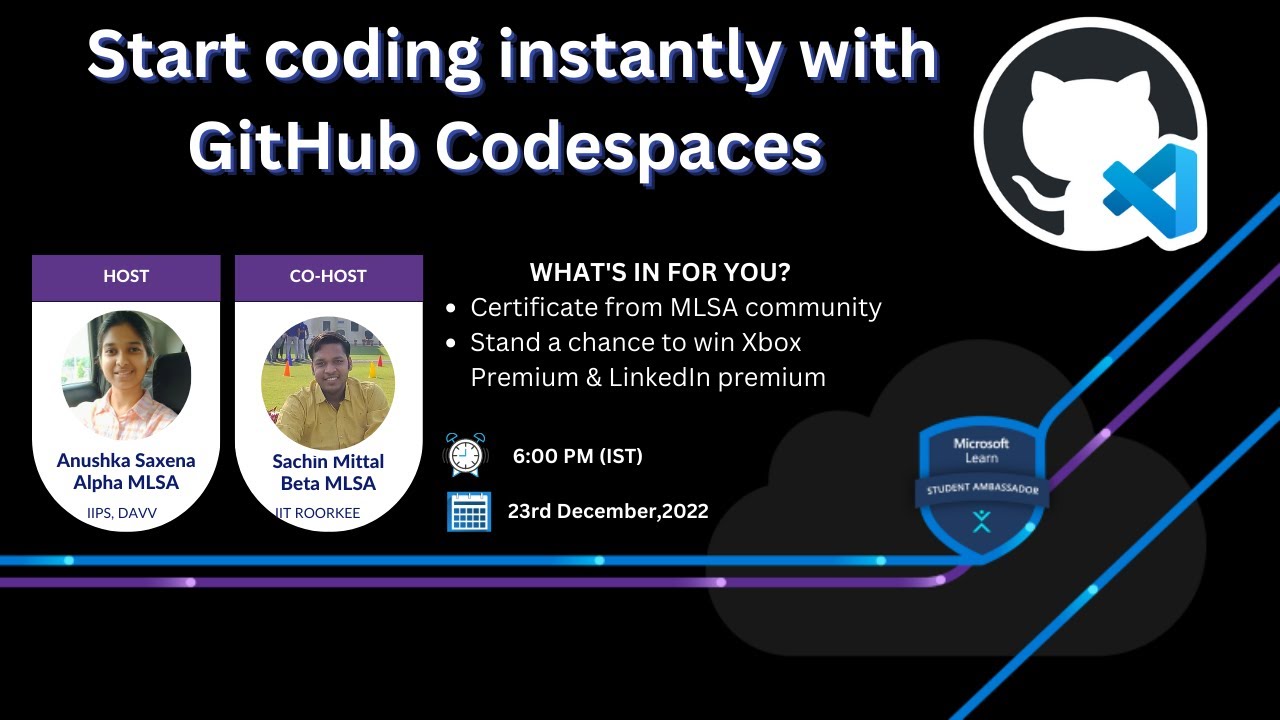 Start coding instantly with GitHub Codespaces | Microsoft Learn Student Ambassadors event