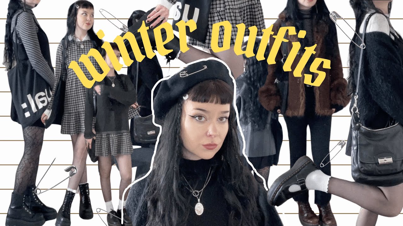 outfits I wore this winter (autumn outfit inspo) 🥀 grunge, thrifted, 90s fashion