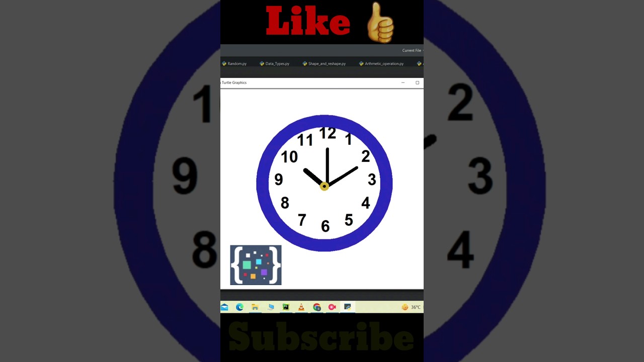 🤔Clock 🕦Design Using Python 🧡🔥 #coding #shorts #pythonturtlegraphics