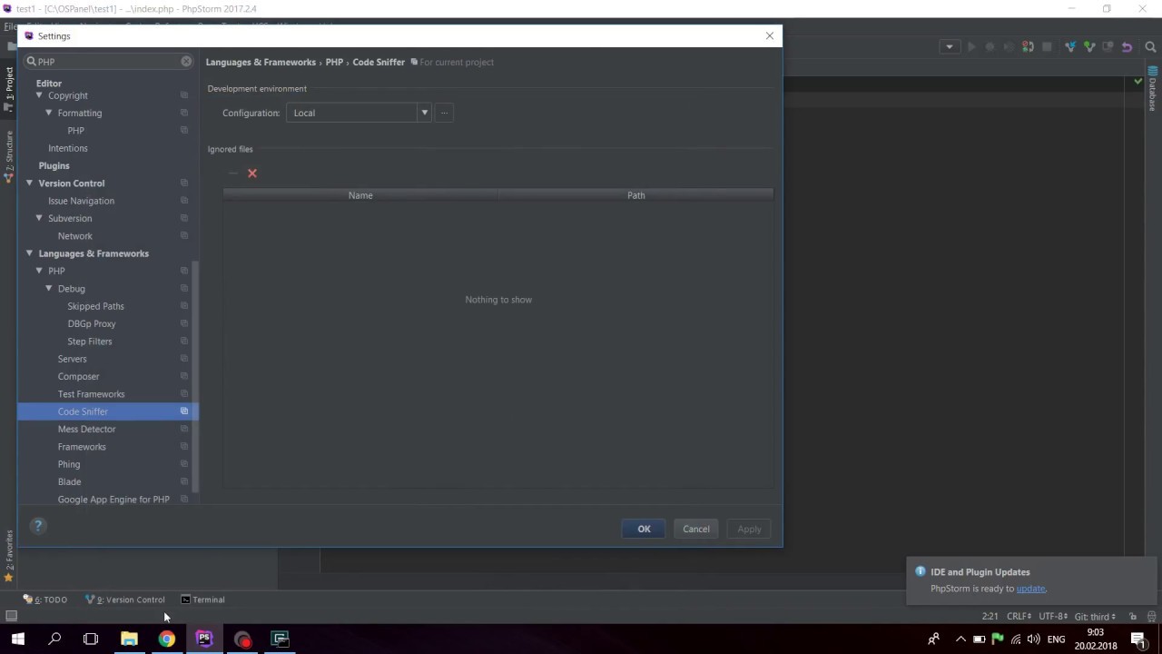 Setting up PSR-2 Validation PhpStorm Windows