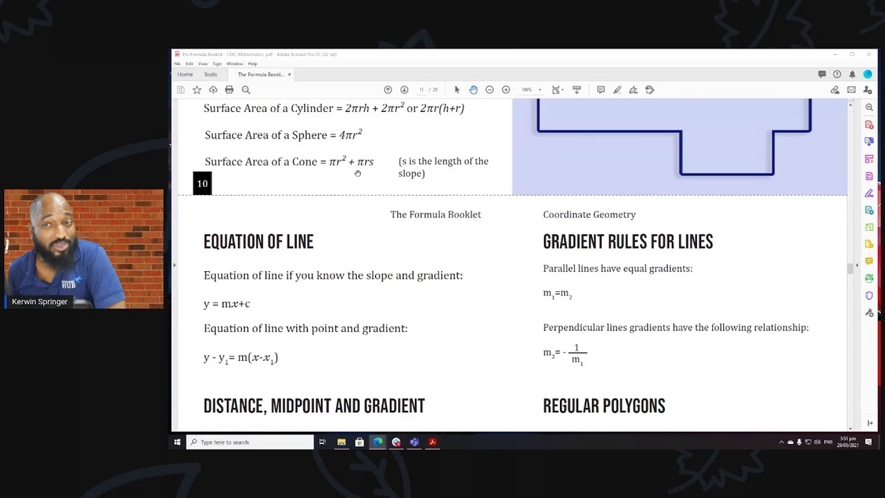 ALL the formulae for CSEC MATHS