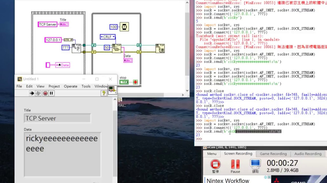 35.  LabVIEW link Python by TCPIP