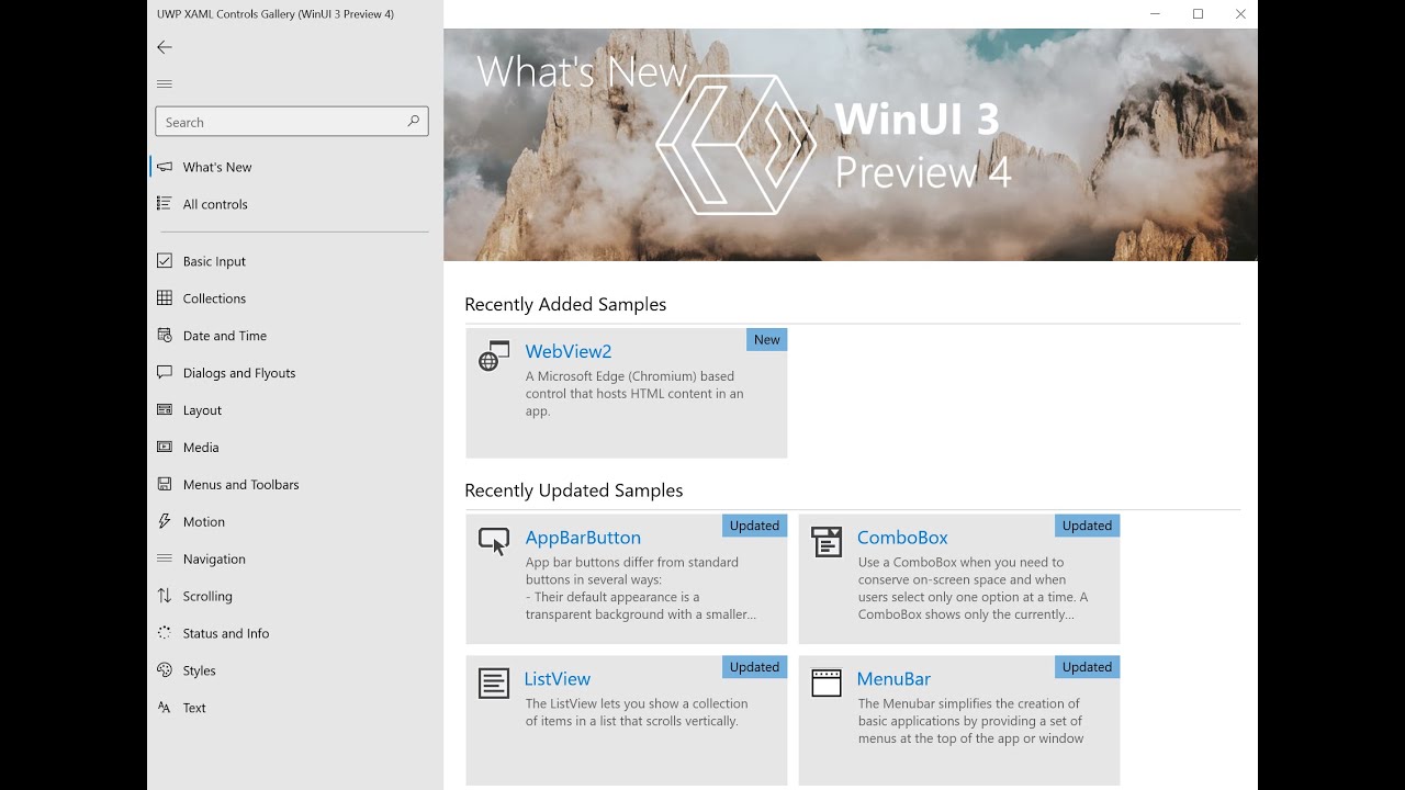 WINUI 3.0 Part 2 :-    Controls All Examples in Controls Gallery. UWP XAML Whats New(github)