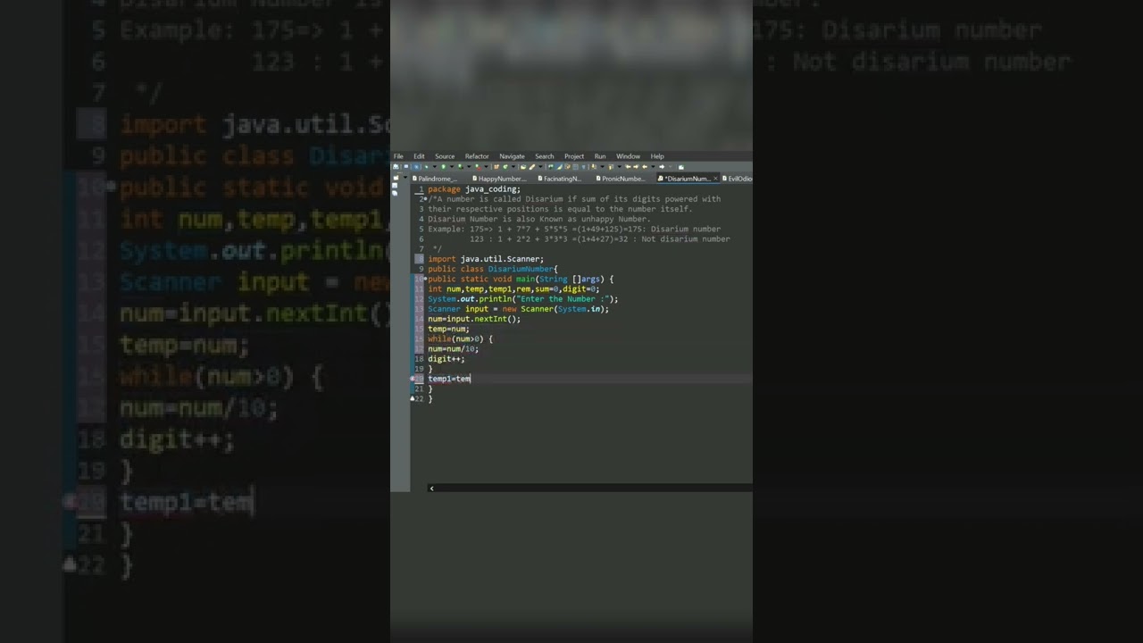 Check Disarium Number using Java. #java #programming #coding#ShowOfCode #DisariumNumber#eclipseide