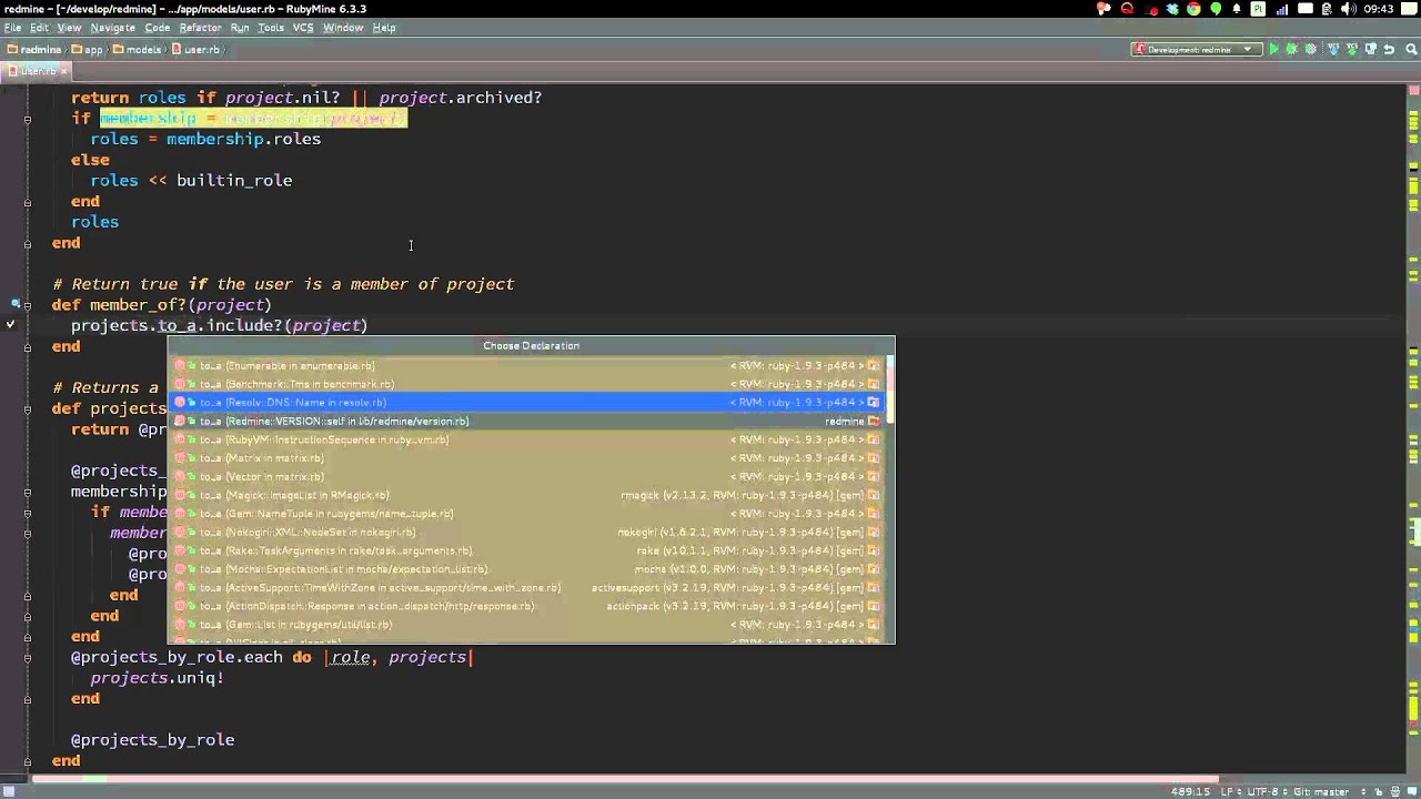 RubyMine basic navigation features