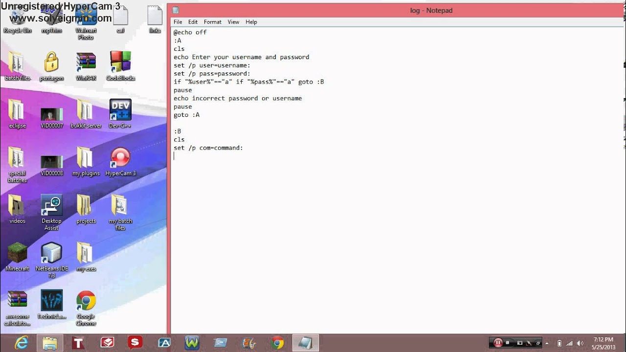 batch tutorial #3 a basic login logout feature