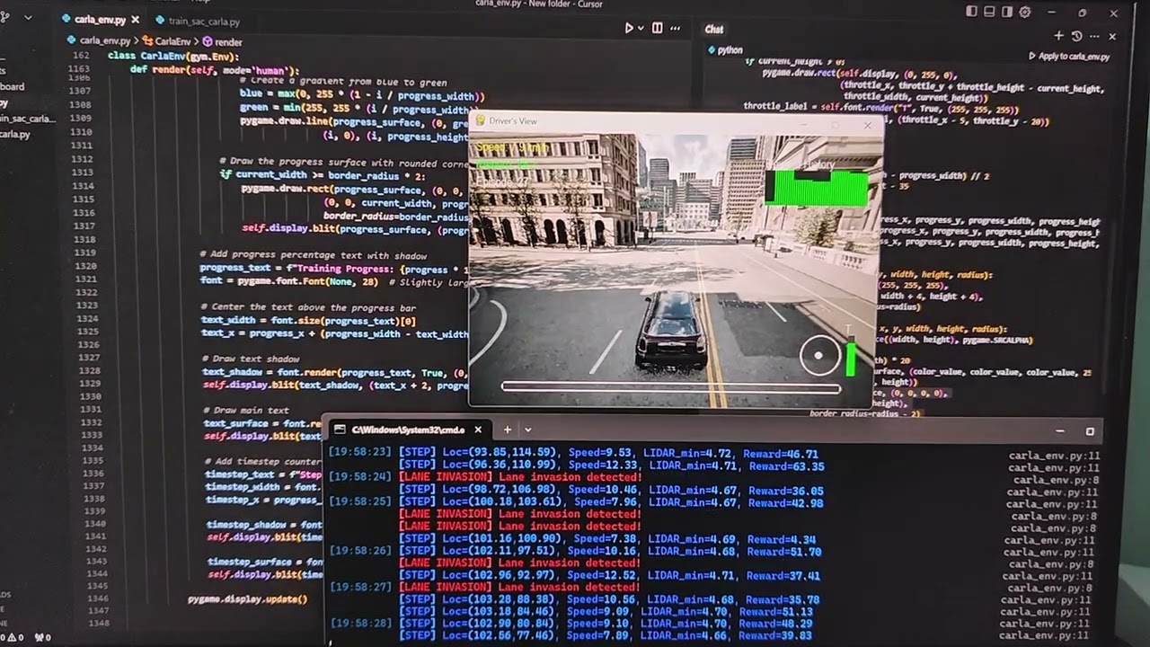 Carla Self Driving Car - Reinforcement Learning (SAC) + CNN