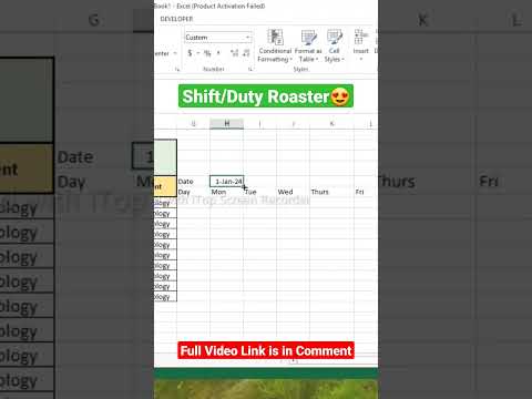 Shift/Duty Roaster ЁЯШН #excel #exceltips #exceltricks #advanceexcel #roaster #ytshorts #shorts #viral