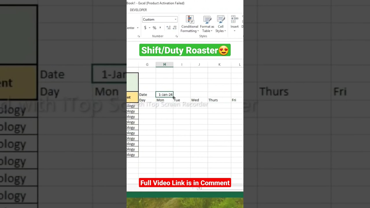 Shift/Duty Roaster 😍 #excel #exceltips #exceltricks #advanceexcel #roaster #ytshorts #shorts #viral